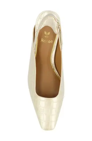 J. Reneé Stasia Croc Embossed Slingback Pumps - Pearl Beige