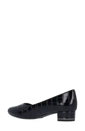 J. Reneé Bambalina Croc Embossed Block Heel Pumps - Black