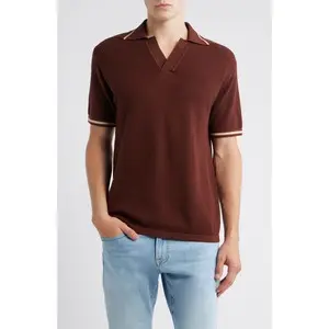 MAVRANS Textured Knit Polo - Brown