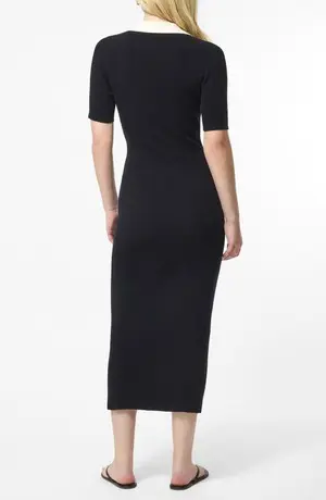 French Connection Collar Ribbed Midi Dress