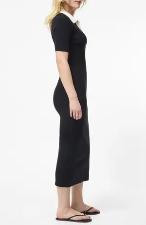 French Connection Collar Ribbed Midi Dress