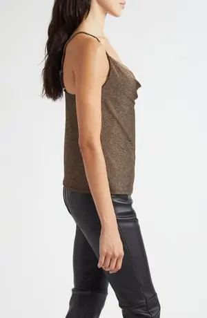 Ramy Brook Carla Metallic Cowl Neck Camisole - Gold Knit