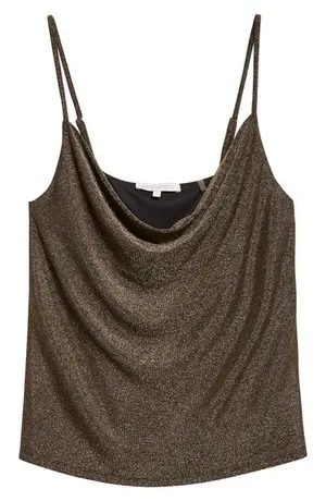 Ramy Brook Carla Metallic Cowl Neck Camisole - Gold Knit