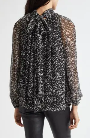 Ramy Brook Suzanne Polka Dot Silk Chiffon Top