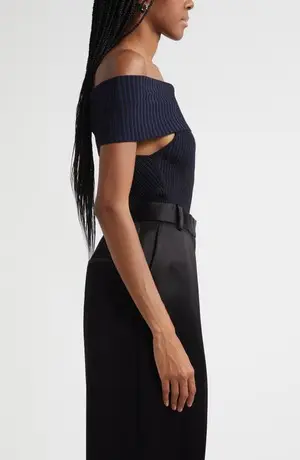 Ramy Brook Foldover Off-the-shoulder Rib Top