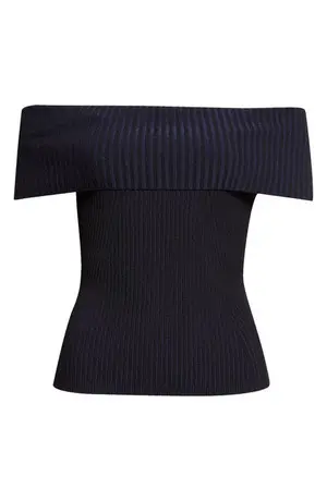 Ramy Brook Foldover Off-the-shoulder Rib Top