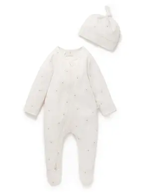 PUREBABY Zip Coverall & Knot Hat Set