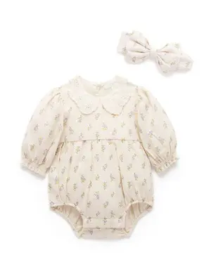 PUREBABY Gathered Bodysuit & Headband Set