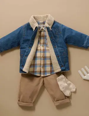 PUREBABY Denim Faux Shearling Jacket
