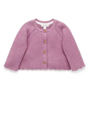 PUREBABY Scalloped Hem Cotton-wool Cardigan