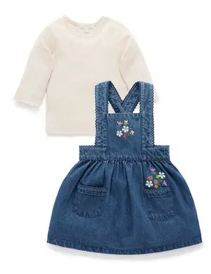 PUREBABY Embroidered Pinnie Set