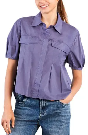 Wash Lab Denim Pocket Shirts For Women