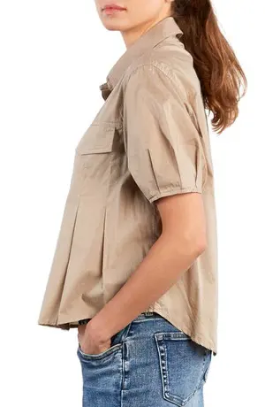 WASH LAB DENIM Princess Pleated Shirt - Cobblestone