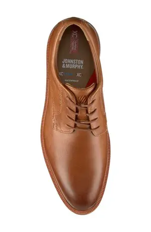 Johnston & Murphy Parker Waterproof Plain Toe Derby - Tan Waterproof Full Grain