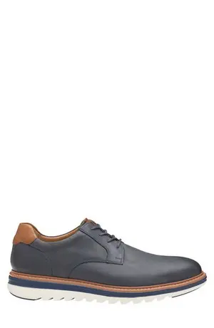 Johnston & Murphy Braxton Plain Toe Derby - Navy Oiled Full Grain