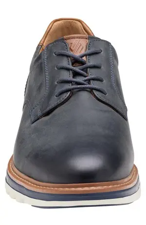Johnston & Murphy Braxton Plain Toe Derby - Navy Oiled Full Grain