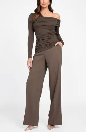 MARCIANO Shirred Asymmetric Top - Dark