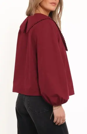 PETAL & PUP Kenna Collared Cotton Poplin Top