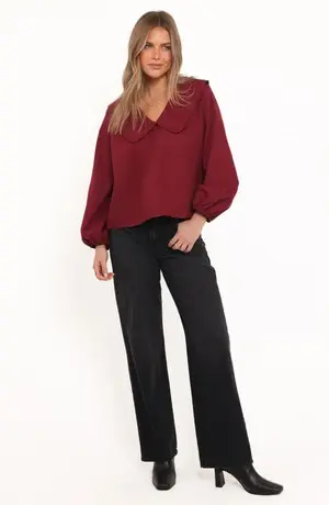 PETAL & PUP Kenna Collared Cotton Poplin Top
