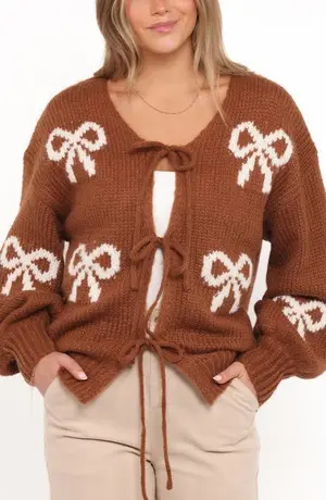PETAL & PUP Vienna Bow Cardigan - Camel