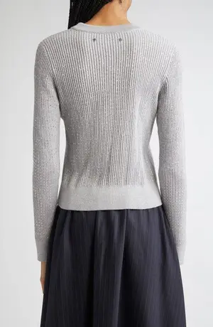 GOLDEN GOOSE Journey Crystal Embellished Virgin Wool Rib Sweater - Medium Grey