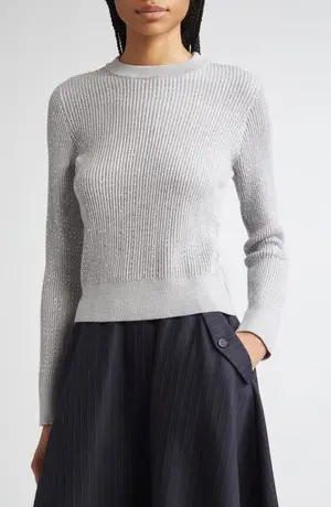 GOLDEN GOOSE Journey Crystal Embellished Virgin Wool Rib Sweater - Medium Grey