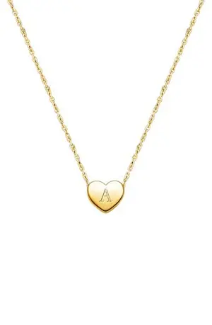 TINY BLESSINGS Tiny Blessings 14k Gold Engraved Initial Heart Slider Necklace 14k Gold - A