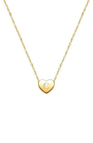 TINY BLESSINGS Tiny Blessings 14k Gold Engraved Initial Heart Slider Necklace 14k Gold - C