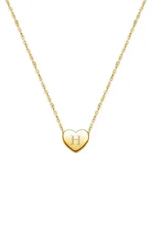 TINY BLESSINGS Tiny Blessings 14k Gold Engraved Initial Heart Slider Necklace 14k Gold - H