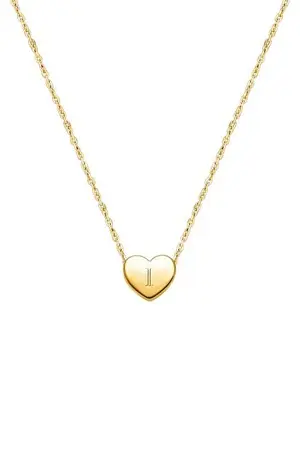 TINY BLESSINGS Tiny Blessings 14k Gold Engraved Initial Heart Slider Necklace 14k Gold - I