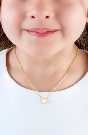 TINY BLESSINGS 14k Gold Engraved Initial Heart Slider Necklace - 14k Gold - L