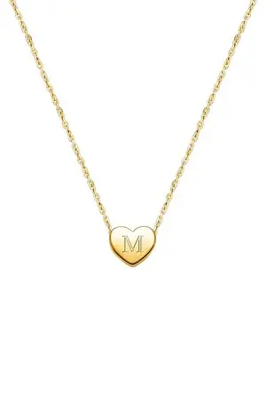 TINY BLESSINGS Tiny Blessings 14k Gold Engraved Initial Heart Slider Necklace 14k Gold - M