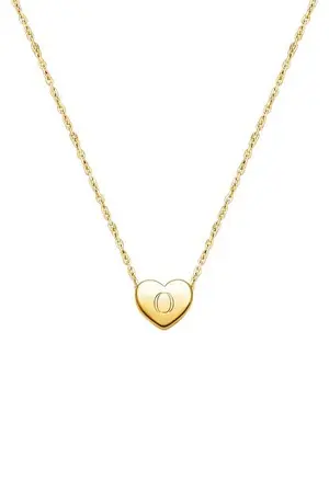 TINY BLESSINGS Tiny Blessings 14k Gold Engraved Initial Heart Slider Necklace 14k Gold - O