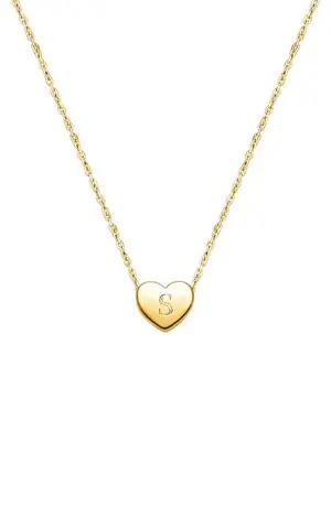 TINY BLESSINGS Tiny Blessings 14k Gold Engraved Initial Heart Slider Necklace 14k Gold - S