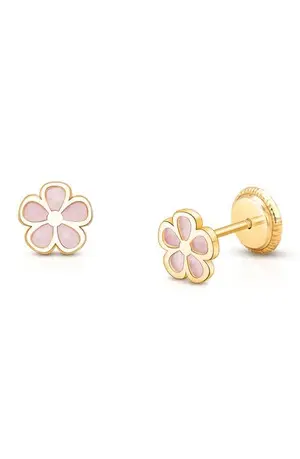 TINY BLESSINGS 14k Gold Mother Of Pearl Flower Stud Earrings - 14k Yellow Gold