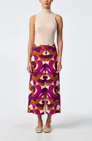 Trina Turk Printed Cropped Wide-leg Pant