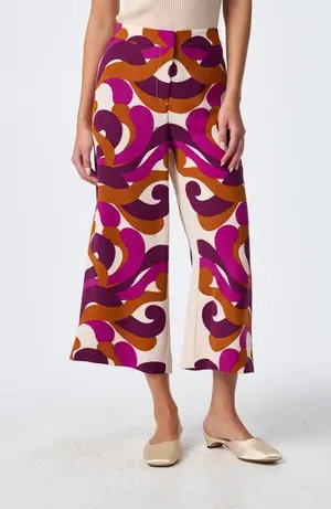 Trina Turk Printed Cropped Wide-leg Pant