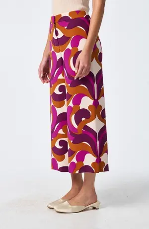 Trina Turk Printed Cropped Wide-leg Pant