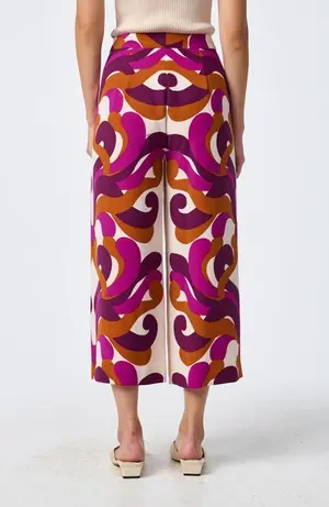 Trina Turk Printed Cropped Wide-leg Pant