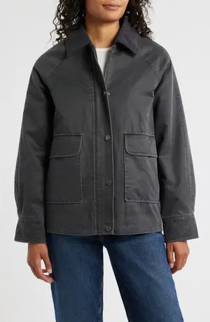 Lucky Brand Cotton Blend Barn Jacket - Gunmetal