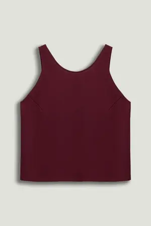NOCTURNE Minimalist Sleeveless Crepe Top - Burgundy