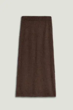 NOCTURNE Embellished Ribbed Knit Maxi Skirt - Brown