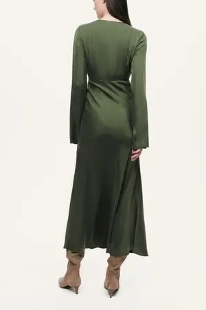 NOCTURNE Crystal-button V-neck Maxi Dress