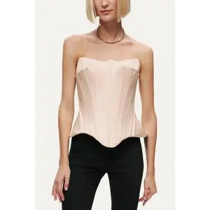 NOCTURNE Sculpted Satin Corset Top - Light/pastel Pink