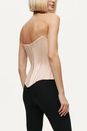 NOCTURNE Sculpted Satin Corset Top - Light/pastel Pink