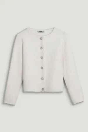 NOCTURNE Cropped Pearl-button Crewneck Cardigan