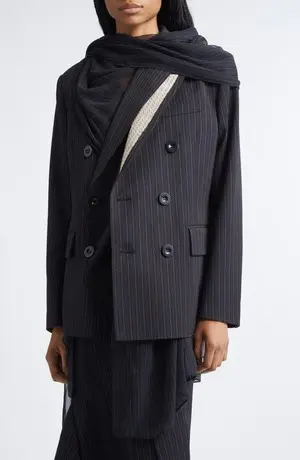 Sacai Striped Doeskin Jacket - Black