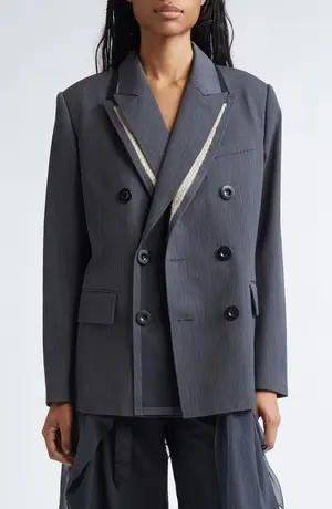 Sacai Notched Lapel Blazers For Women