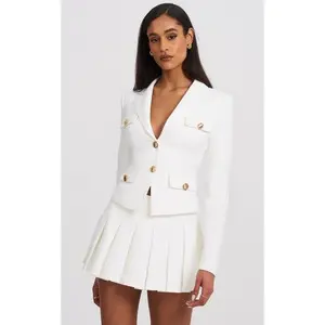 MISS CIRCLE Tailored Button Blazer Jacket