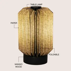 JONATHAN Y Banks Modern Minimalist Paper Pleated Column Accent Led Table Lamp - Black